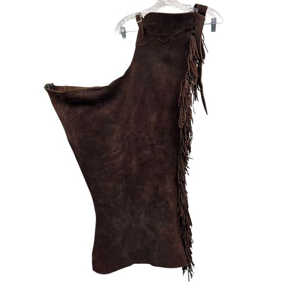 Source Unknown | Pants | Western Style Brown Suede Leather Chaps Fringe ...